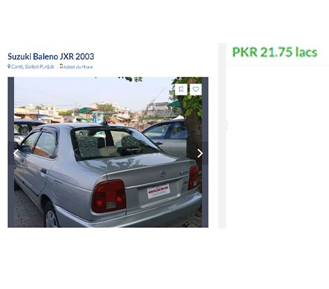 20-year-old Suzuki Baleno listed for sale for over Rs2.1 million in ...